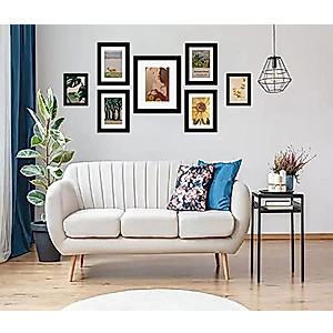 Wiscet11x14 Picture Frame Set of 9, Display Pictures 8x10 with Mat or 11x14 Without Mat, Photo Frame for Wall Mounting or Tabletop Display, Black.