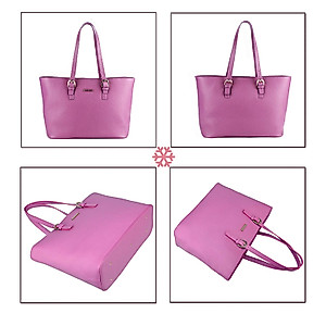 Banuce Leather Purses and Handbags for Women Large Capacity Shoulder Bag Ladies Office Work Bag Purple