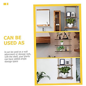 GREENADSCAPE 1 Set Wall Mount Hanging Shelves Home Decor Living Room Decor Bedroom Decor Shelf Storage Racks Swing Rope Farmhouse Shelves Wall Sundries Phone Holder Rope Floating Shelves Wood