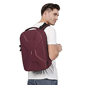MOSISO Camera Backpack, DSLR/SLR/Mirrorless Photography Camera Bag 15-16 inch Waterproof Hardshell Case with Tripod Holder&Laptop Compartment Compatible with Canon/Nikon/Sony, Wine Red