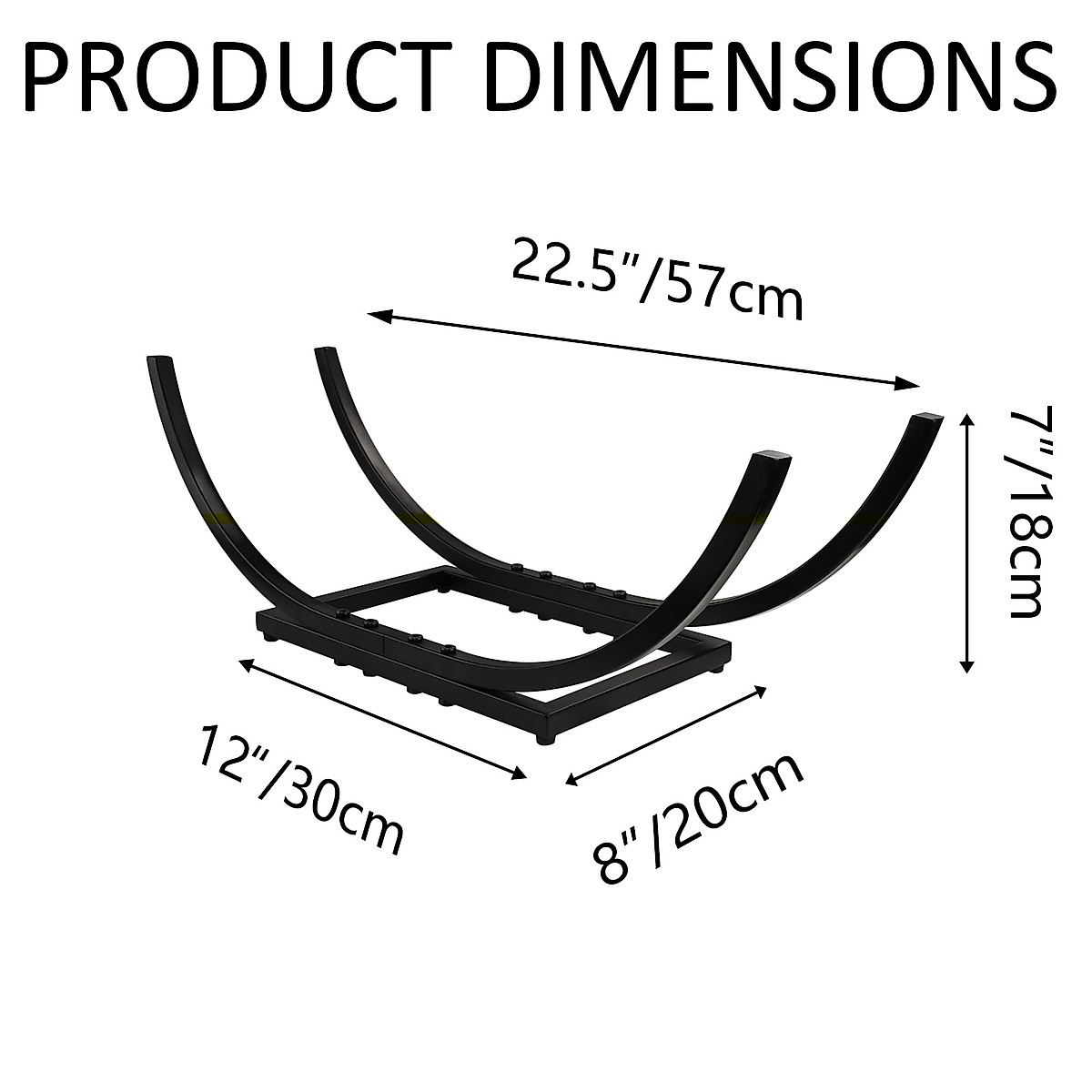 Curved Firewood Rack Holder: Heavy Duty Firewood Holder Indoor Outdoor for Firewood Storage - Fireplace Wood Rack Log Holder Black 22-Inch