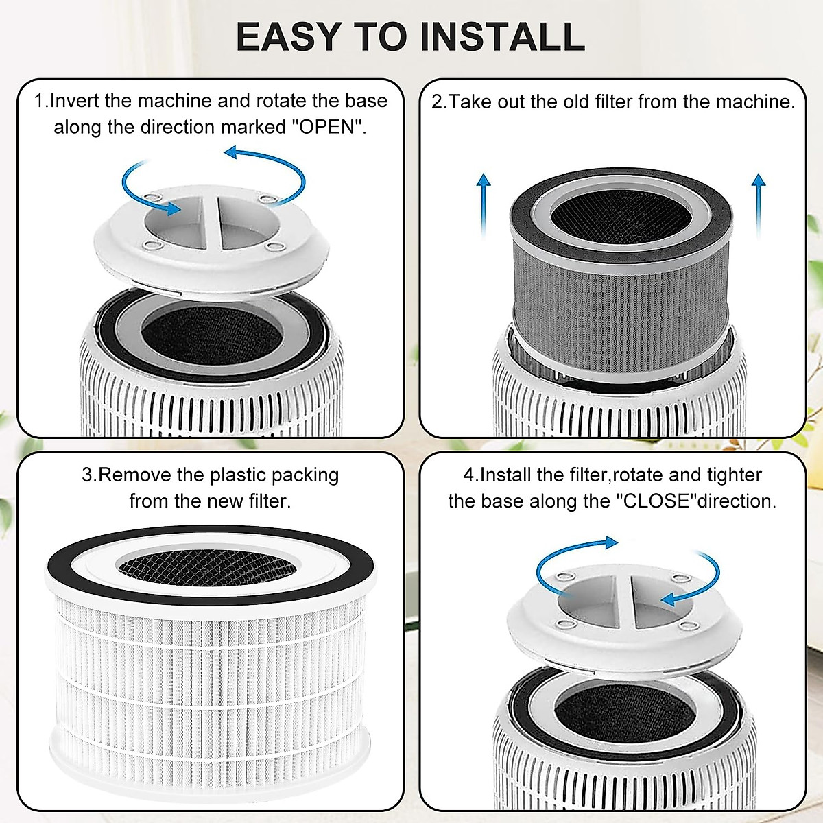 2-Pack True Replacement Filter Compatible with Afloia Fillo/Halo/Mooka Allo, 3-in-1 High Efficiency True Filter for Fillo filter, for Moo ka Allo Filter