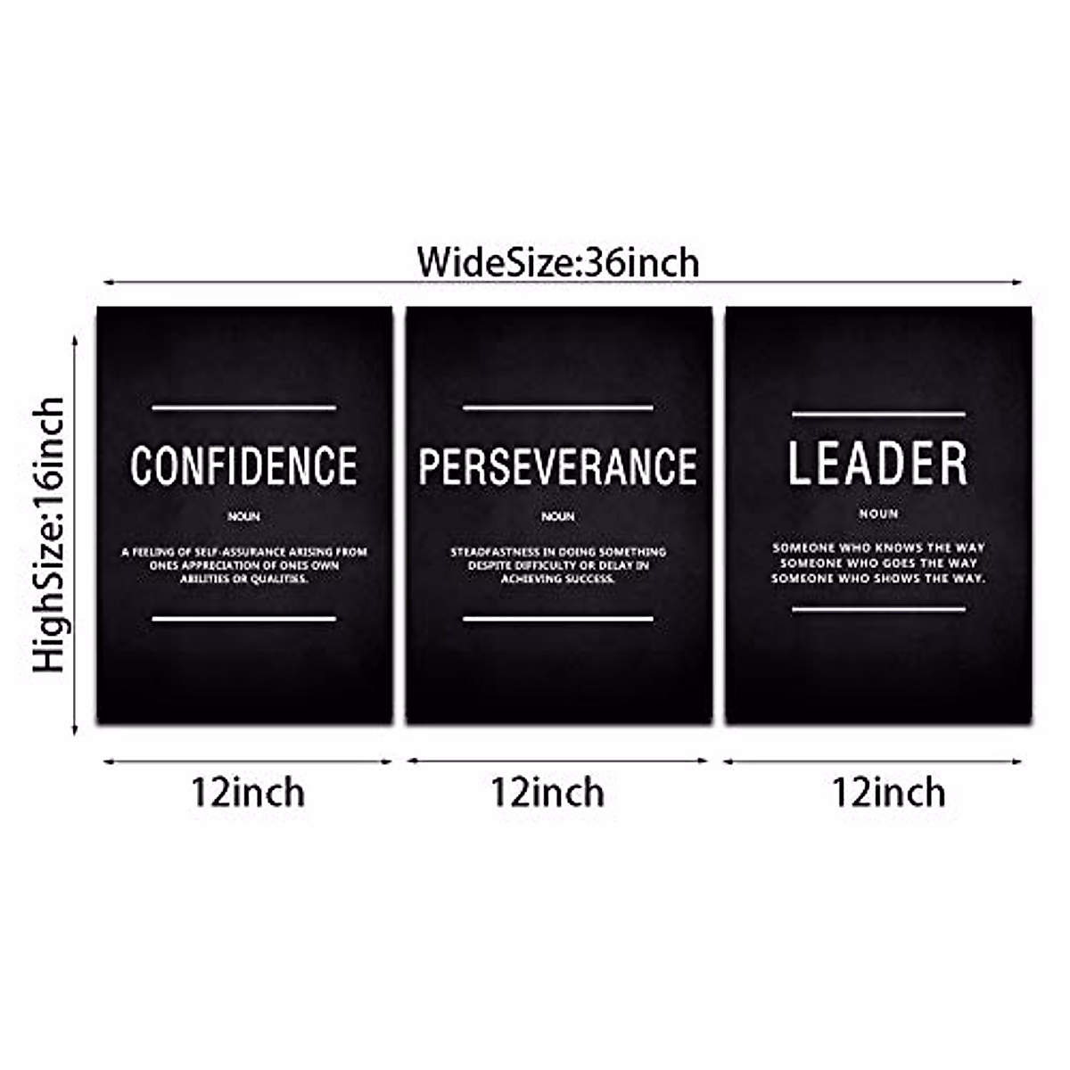 BWSPACE Inspirational Wall Art, Motivational Canvas Wall Art, Grind Hustle Wall Art 3 Pieces Wall Art Decorations for Office Living Room and Bedroom Decor (36" W x 16" H, CPL)