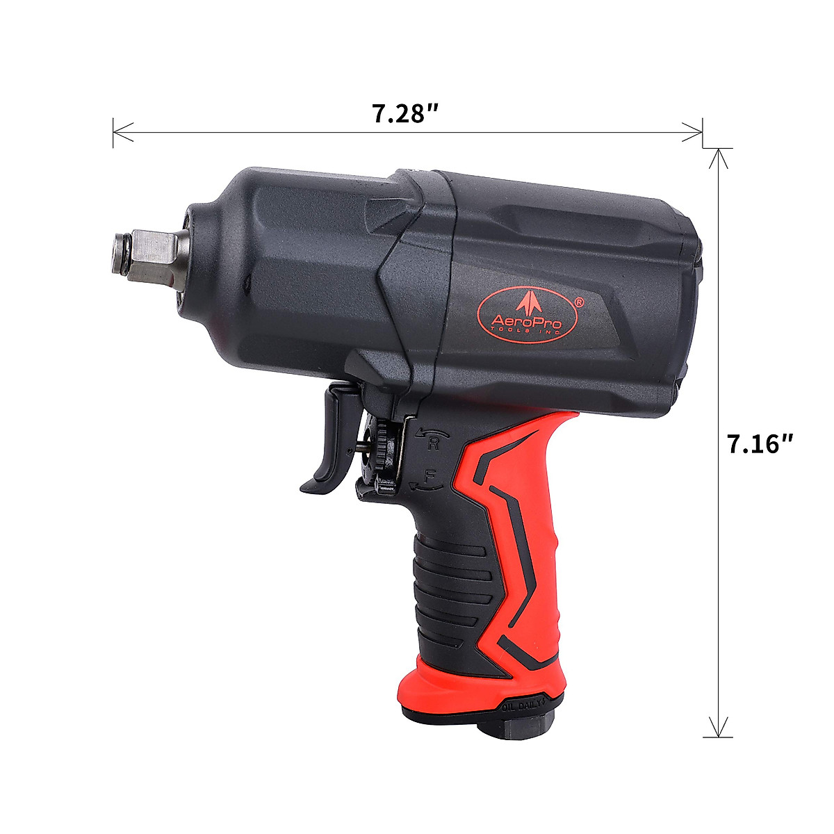 AEROPRO TOOLS 1/2-Inch Composite Air Impact Wrench(A301), Twin Hammer, 1200FT-LBS Max Loosening Torque, 7000RPM, Heavy Duty Pneumatic Impact Gun, for Auto Repair, Tire Shop