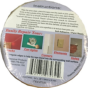 Stepsaver Products Self Adhesive Stress Crack Tape (1.25'' x 30' smooth Roll) Item 7030
