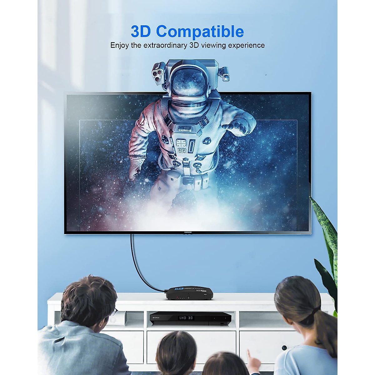 HDMI Switch 4K 60hz, 5 Port HDMI Switcher with Remote, Koopman HDMI Splitter 5 in 1 out Supports HDMI 2.0 HDCP 2.2 HDR10 3D, HDMI Selector Hub Compatible with FireStick, Roku, PS4, Xbox, Apple TV