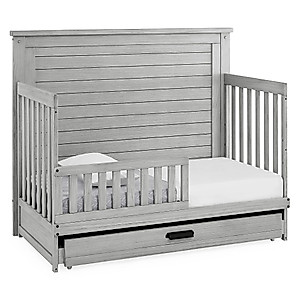 Delta Children Simmons Kids Caden 6-in-1 Convertible Crib with Trundle Drawer, Greenguard Gold Certified, Rustic Mist