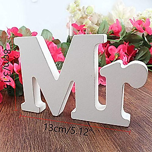 IronBuddy Mr Mrs Sign Letters 3D White Wooden Letters Decoration Wooden Mr and Mrs Letters for Party Wedding Table Decoration Photo Props (White)