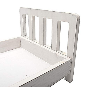 Erthree Baby Photography Bed Baby Photo Props White Wood Doll Bed Detachable Photo Background for Baby Photo Studio