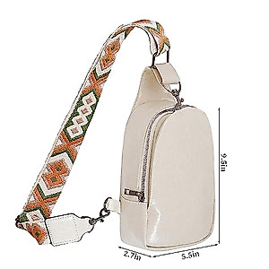 baotongle Crossbody Sling Bag for Women Trendy Small Crossbody Sling Backpack Multipurpose Chest Bag for Women Cycling (Beige)