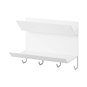 Yamazaki Home Tower Magnetic 2-Tier Entryway Organizer - Storage for Gloves and Hats with Hooks for Keys and Bags - Steel