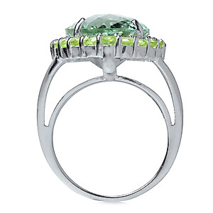 Silvershake Huge 10ct. 18X13mm Natural Green Amethyst and Peridot 925 Sterling Silver Cocktail Ring Size 7