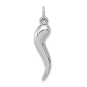 14k White Gold 3D Italian Horn Charm 26.91mm 6.23mm style K5927