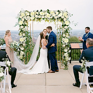 Lvydec 2 Pack Artificial Peony Flower Garland - 6ft Silk Peony White Flower Garland Arch Flower Vine for Wedding Party Table Decoration (2, White)