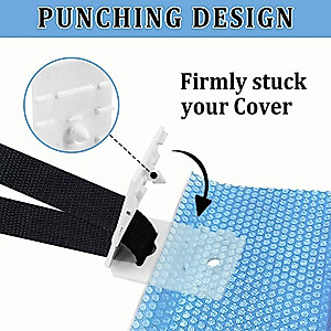 Gekufa Pool Cover Straps, Solar Cover Reel Strap kit for In-Ground Swimming Pools, Including 8 Straps with Hoop and Loop Tapes, 8 Fastener Plates, 8 Buckles