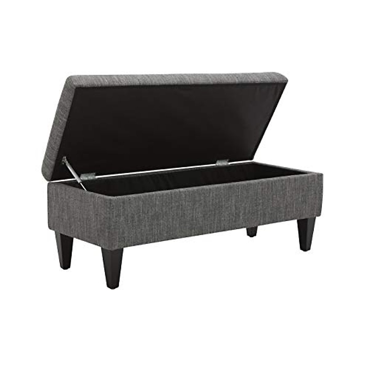 Amazon Brand – Rivet Maple Channel Tufted Upholstered Rectangular Storage Ottoman with a Soft-Close Hinge, 45.3"W, Dark Grey