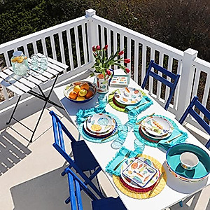 Euro Ceramica FreshCatch Collection 15-Inch Rectangular Serving Tray - Indoor/Outdoor Use - Colorful Cute Fish Pattern on White (FRC-86-3919)