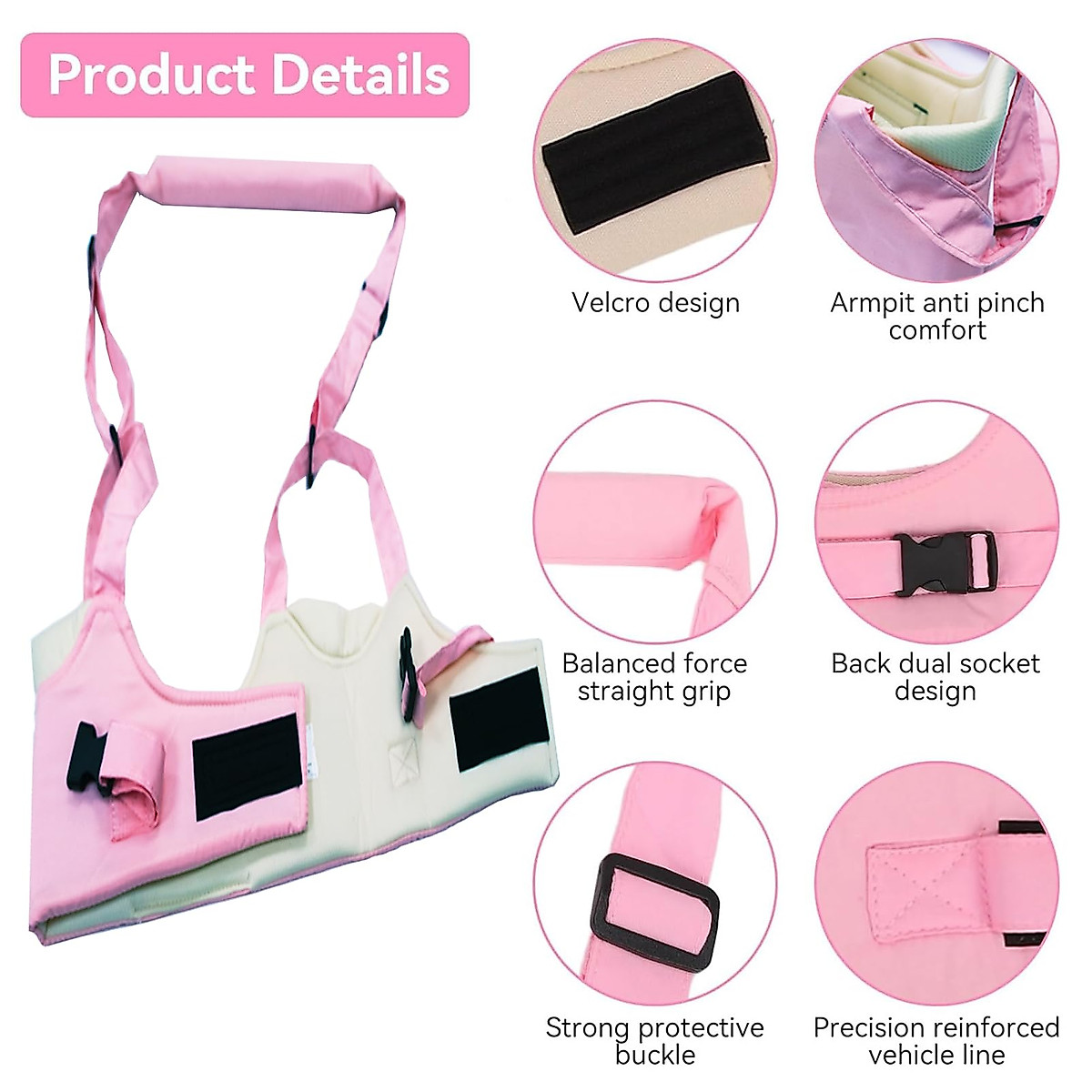 YESTIC Adjustable Baby Walking Harness Toddler Harness Assistant Belt for Learning Walk Easy-to-Wear Walking Learning Helper for Boys Girls. (Pink)