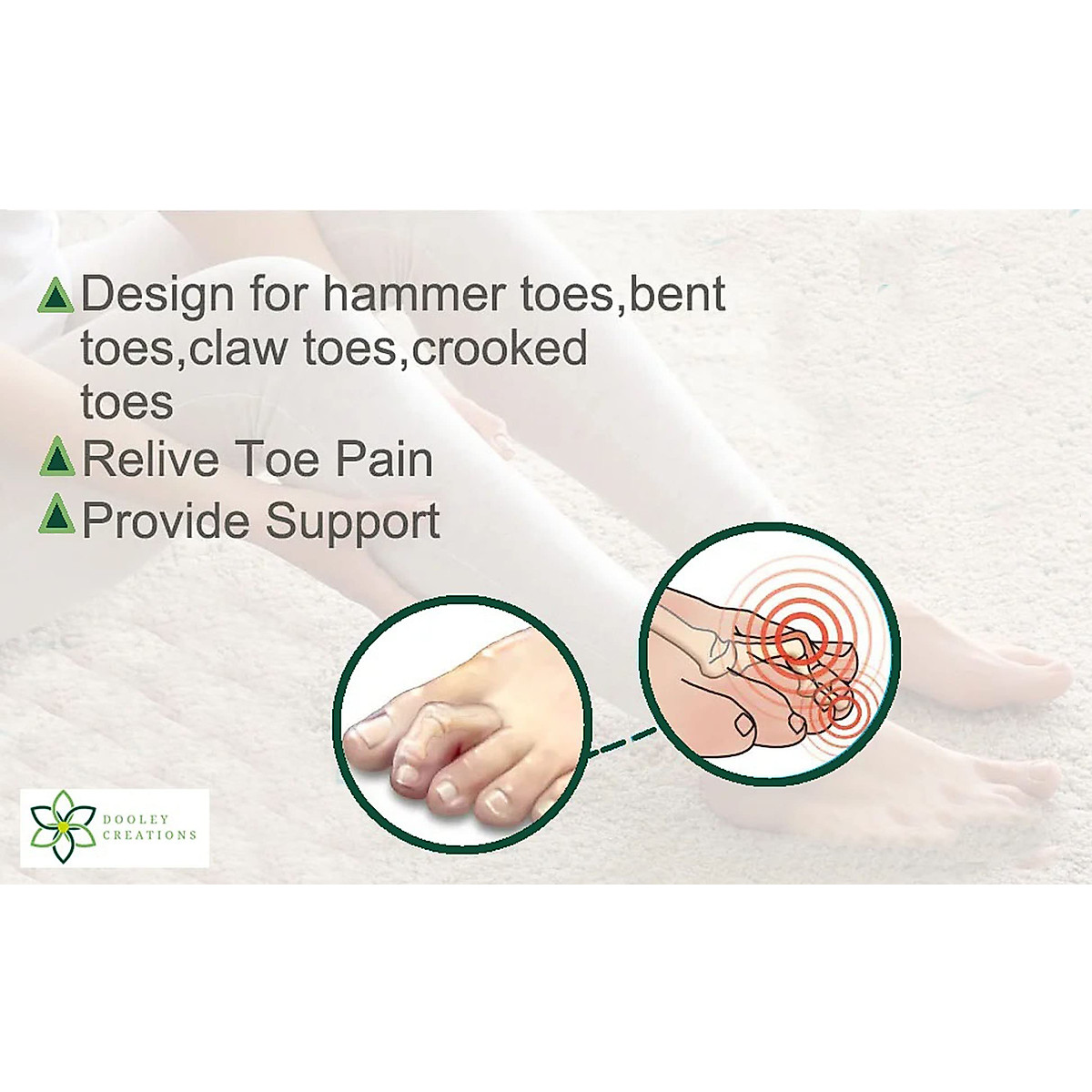DOOLEY CREATIONS Hammer Toe Helper For Men & Women Fix Hammertoe Splints for Straightening Curled Bent crooked toes, comes with 3 different sizes, Toe Straightener