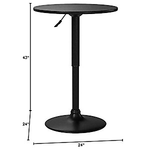 Armen Living Bentley Height Adjustable Swivel Pub Table with Black Wood Finish and Black Base