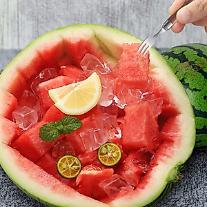 2 In 1 Stainless Steel Fruit Cutter, 2024 New Portable Dual Head Watermelon Cutter Slicer Tool, Stainless Steel Watermelon Fork Slicer Cutter for Summer Family Party Camping (Wood*2)