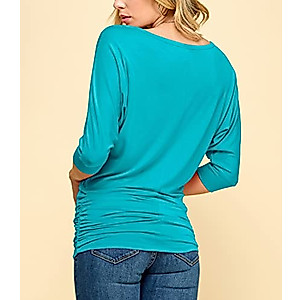 Made By Johnny MBJ WT822 Womens 3/4 Sleeve with Drape Top XXL Jade