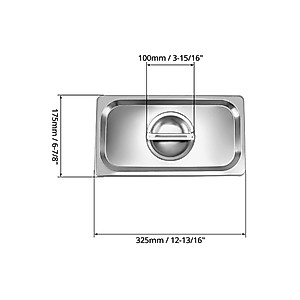 QWORK Solid Pan Lid with Handle, 4 Pack Stainless Steel Steam Table Pan Cover, for 1/3 Size Steam Pans