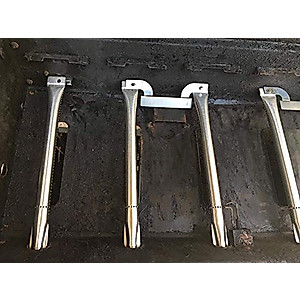 Votenli S9061A(3-Pack) S1048A(3-Pack) Replacement 13 1/8 inches Stainless Steel Heat Plates and Stainless Steel Grill Burner Crossover Tube for Brinkmann 810-3330-S,810-3331-F