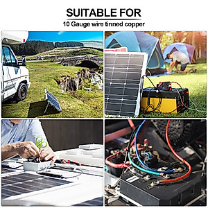 iGreely 10 Gauge Wire Solar to O Ring Cable Solar Panel Adapter Kit Cable Connetor for RV Solar Charge Controller Solar Generator Inverter Battery Pack Charger 10AWG 3Ft