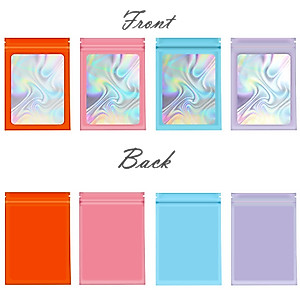 ODDIER 4 colors Laser Foil Mylar Resealable Ziplock Bag,Each Size 25pcs Slider Seal Technology Storage Bags Grip Food Containers Organization ,Plastic Packaging Bags for Party Favor Food