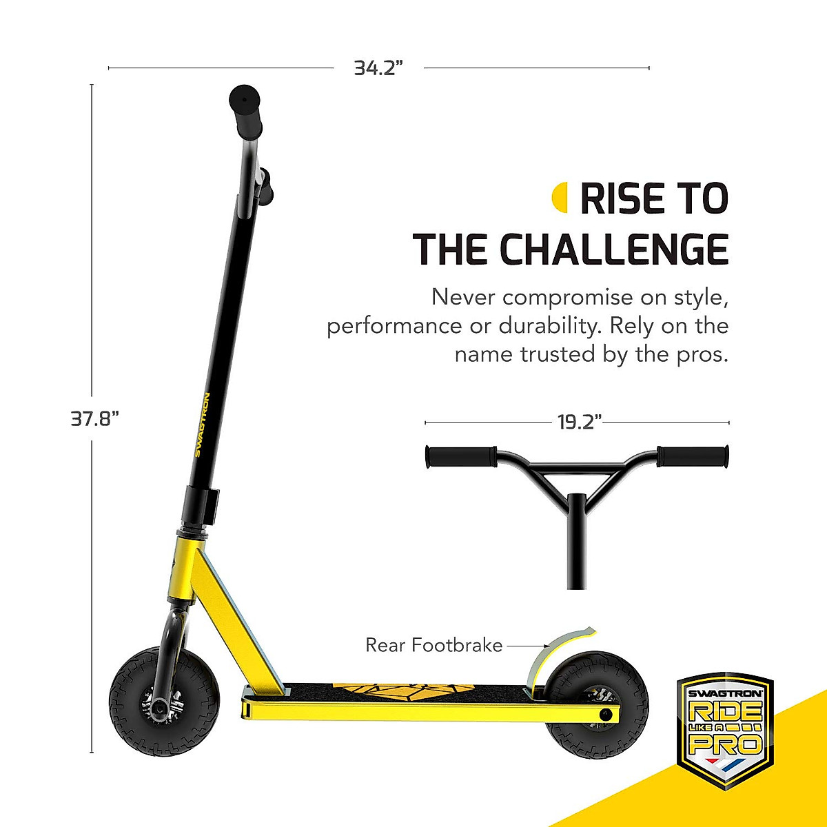 Swagtron KR1 All-Terrain Dirt Kick Scooter | ASTM-Certified & 8-INCH KNOBBY Tires