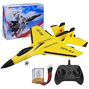 RC Airplane 2CH RC Plane Ready to Fly 2.4GHz Remote Control Plane SU35 RC Jet Easy to Fly Airplane Toys for Boys Gift for Kids Beginners with Night Lights USB Charging（Yellow