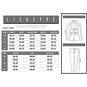 LISUEYNE Women’s Two Pieces Blazer Office Lady Suit Set Work Blazer Jacket and Pant (Red, Medium)