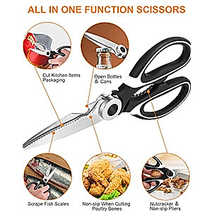 [2-pack] Kitchen Scissors Heavy Duty, Jocule Kitchen Shears Heavy Duty Scissors Kitchen, Upgrade Poultry Shears, Kitchen Shears Dishwasher Safe, Meat, Food Scissors, kitchen sissors for general use