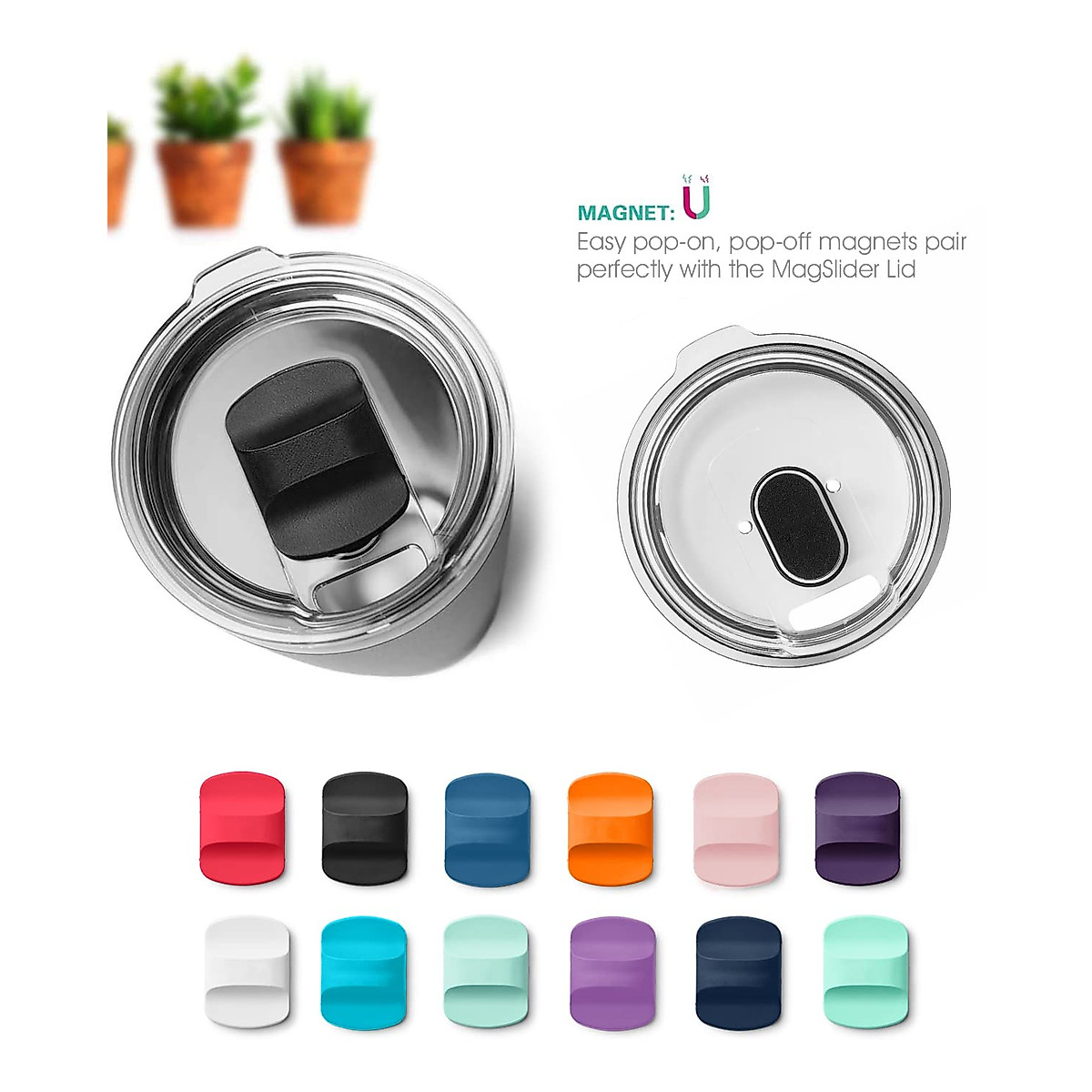 MagSlider Replacement Kit, 3 Pack, Aliensx Magnetic Slider Block fits Yeti Rtic Tumblers Magnetic Lids 10/16 / 20/26 / 30 oz and More Other Ramblers (Red/Navy/Black)