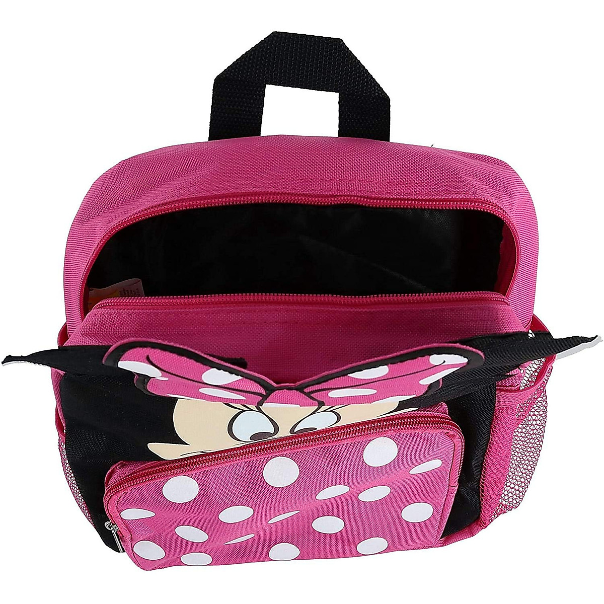 Disney Minnie Mouse Mini Backpack for Toddlers ~ Deluxe 12" Minnie Face Bag with 3D Ears and Bow (Minnie Mouse School Supplies Bundle)