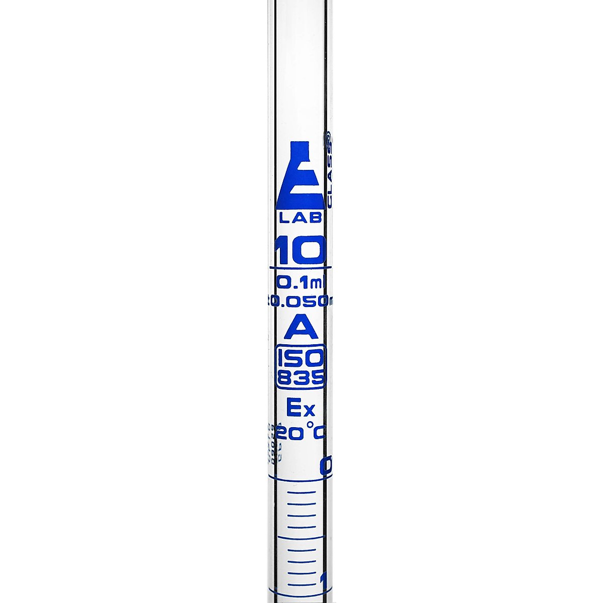 EISCO Serological Pipette, 10ml - Class A, Tolerance ±0.050ml - Blue Graduations - Color Code, Orange - Calibrated for Delivery to Jet - Borosilicate Glass