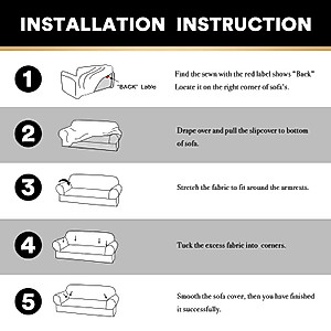 PrinceDeco Stretch Sofa Cover Slipcover Couch Covers for 3 Cushion Couch Furniture Protector Sofa Covers with Non Slip Elastic Bottom Dogs Pet Friendly Fitted (Sofa, Brown)