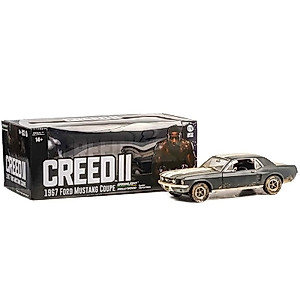 Greenlight 1967 Coupe Matt Black with White Stripes (Weathered) (Adonis Creed's) Creed II (2018) Movie 1/18 Diecast Model Car 13626