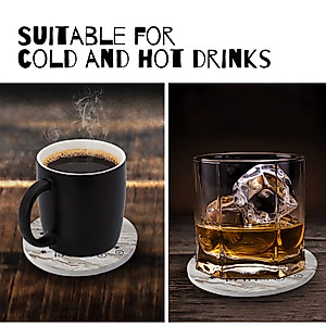 6pcs Halloween Cup Drinks Coasters with Holder,Round Absorbent Ceramic Coaster Set,Funny Drink Coasters with Cork Base for Tabletop Protection,Ideal Gift for Halloween,Housewarming,Birthday