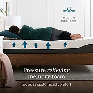 LUCID 10 Inch Hybrid Memory Foam Infused with Bamboo Charcoal and Aloe Vera-Encased Spring Support-Medium Firm Feel-Motion Isolation Mattress, Twin, White/Black