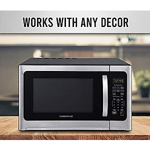 Farberware Professional FMO12AHTBKE 1.2 Cu. Ft. 1100-Watt Microwave Oven With Smart Sensor Cooking and LED Lighting, Brushed Stainless Steel