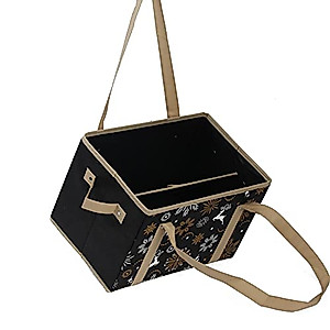 Reusable Grocery Bags Set Shopping Box with Reinforced Bottom Heavy Duty Premium Collapsible Foldable with Long Handles Xmas Chrismas Holiday Design Storage Boxes (Set of 3)