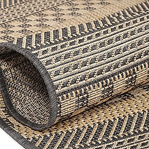 Sherloom Modern Indoor Outdoor Area Rugs 8x10 | Non-Shed - Non-Skid - Washable Rug Runner for Living Room, Dining, Entryway, Patio, Pool Deck | Menzis Collection | Charcoal