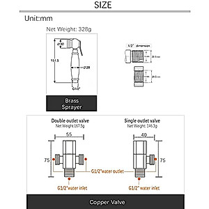 IIPOSAQQ Hand Held Bidet Sprayer Shiny Titanium Gold Solid Brass Toilet Douche Kit Shower Head Copper Valve Faucet Set (Color : A) (B)