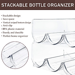 HOMECOR Water Bottle Organizer, Stackable Kitchen Home Pantry Organization and Storage Shelf, Plastic Holder Rack for Cabinet Fridge Flask Tumbler Travel Mug Cup 12-bottle
