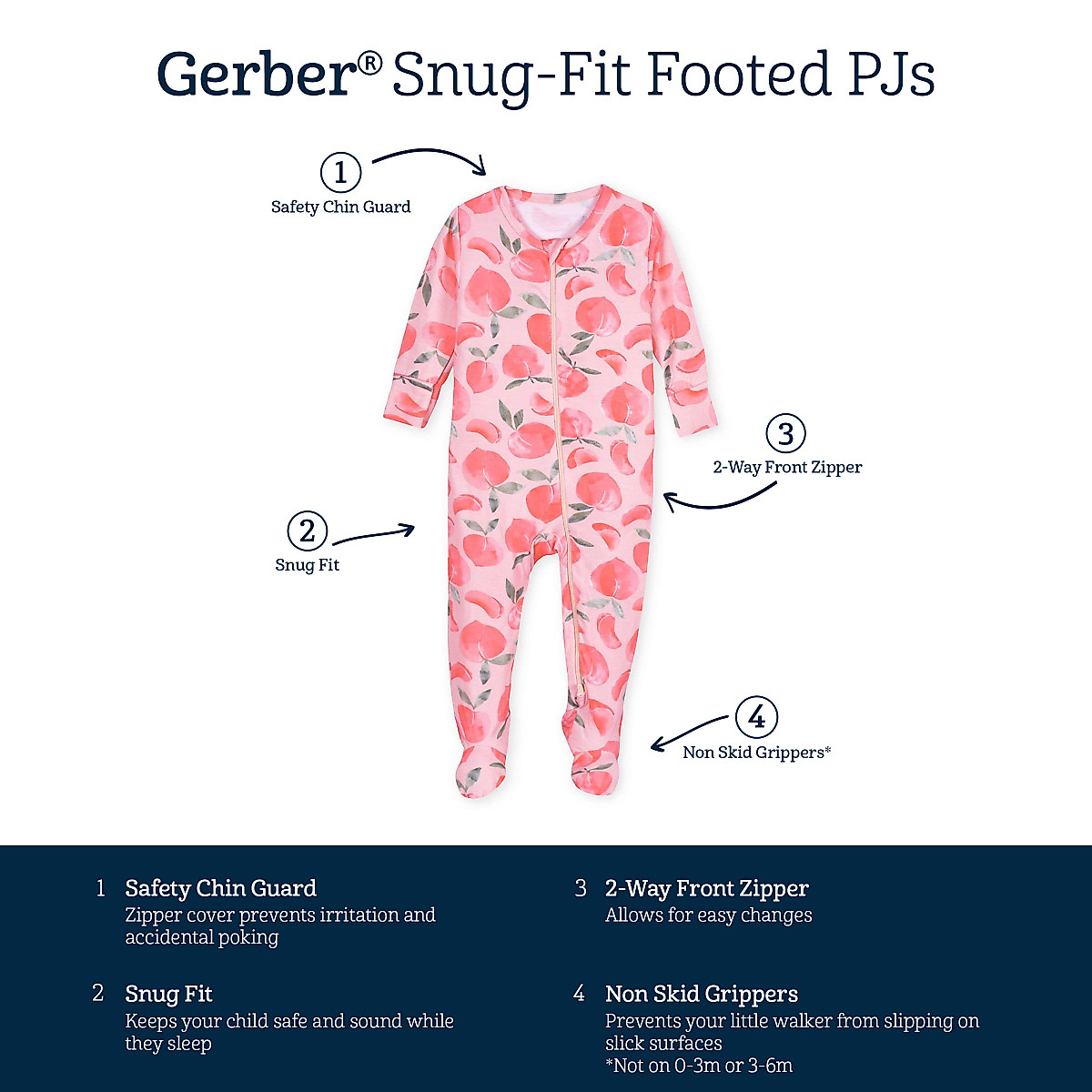 Gerber Unisex Baby Toddler Buttery Soft Snug Fit Footed Pajamas with Viscose Made from Eucalyptus, Just Peachy, 18 Months