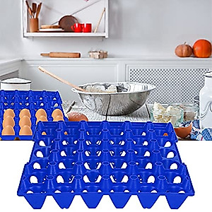 Egg Storage Tray, 30 Cell Egg Crates Plastic Reusable Stackable 5PCS for Hennery for Farm(blue)