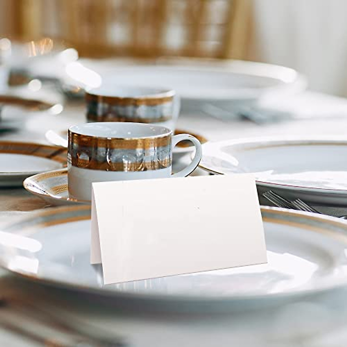 100 Pcs Premium Place Cards, Blank Place Cards - Textured Table Tent Cards Seating Place Cards for Weddings Banquets Dinner Parties 2 x 3.5 Inches