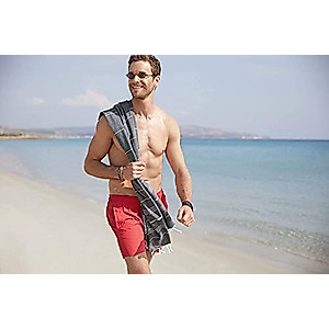 WETCAT Bundle: Turkish Hand Towels (20 x 30, Set of 2) and Turkish Bath Towel (38 x 71) - 100% Cotton, Prewashed for Soft Feel - Black and White Hand Towels & Black Bathroom Towels